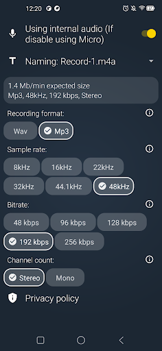 Internal Audio Recorder Sound - скачать последнюю версию 3.3 APK на Android бесплатно